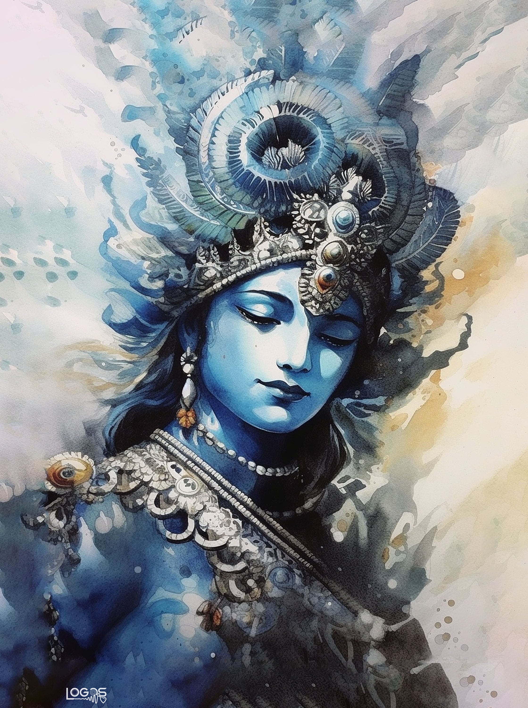 Digital Download Divine Splendor: Watercolor Krishna God Print ...