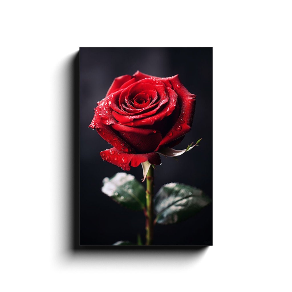 Passion in Bloom: Red Rose Canvas Print - Etsy