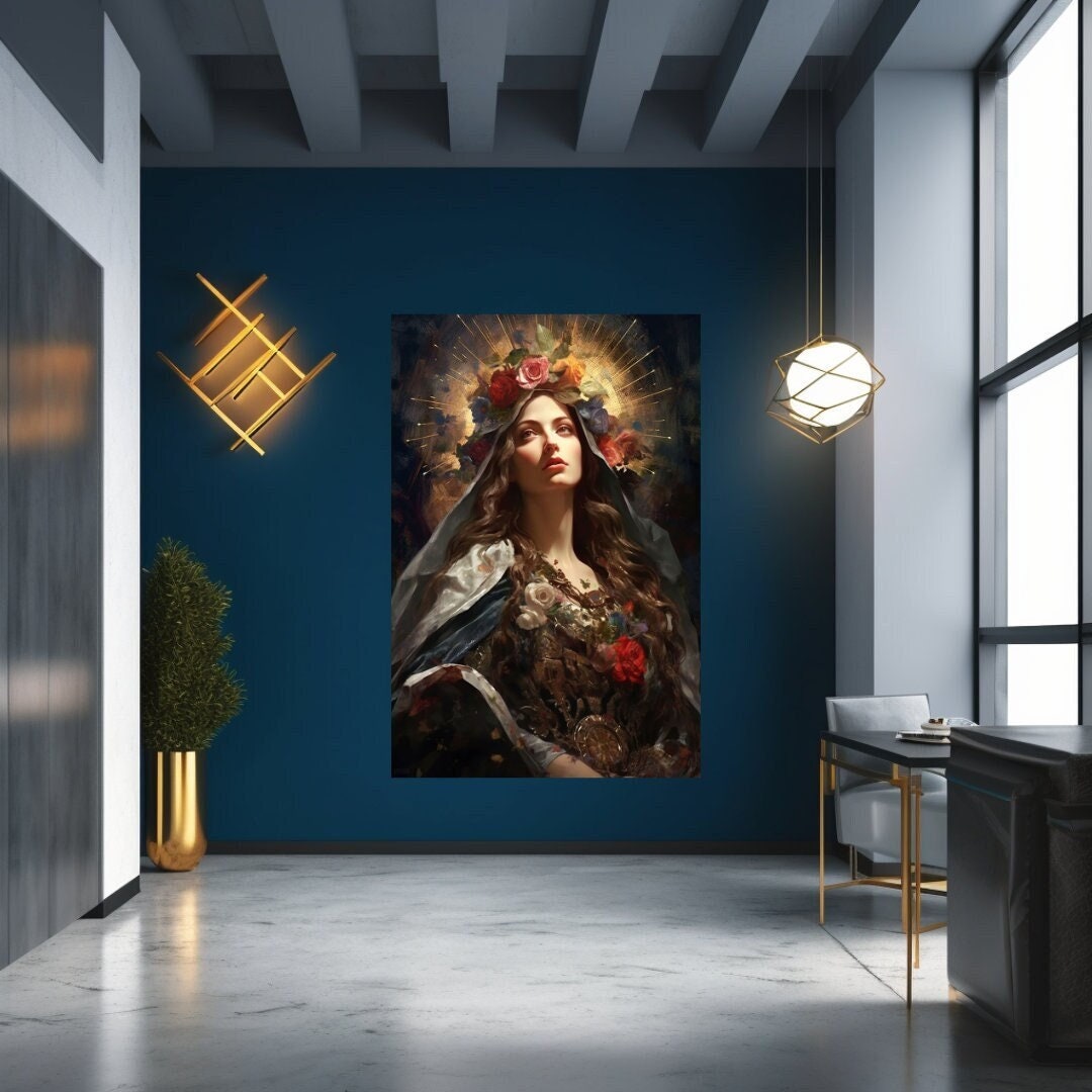 Divine Grace: Mary Magdalene With Roses and Illuminating Light Canvas ...