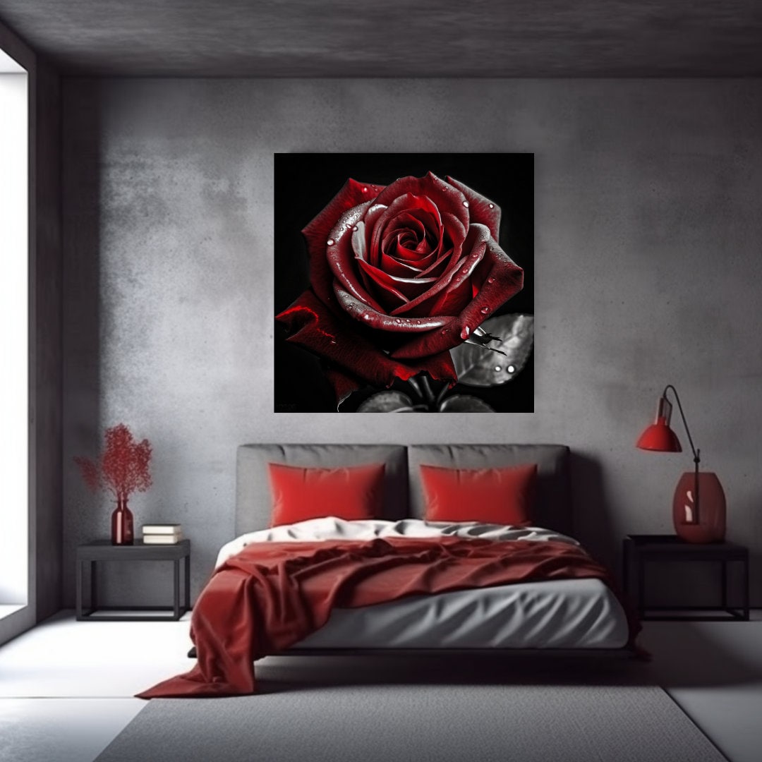 Realistic Red Rose Canvas Print - Beautiful Floral Art for Your Home - Etsy