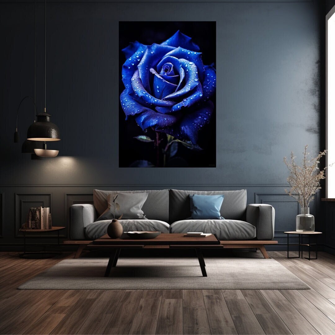 Realistic Blue Rose Canvas Print - Beautiful Floral Art for Your Home ...