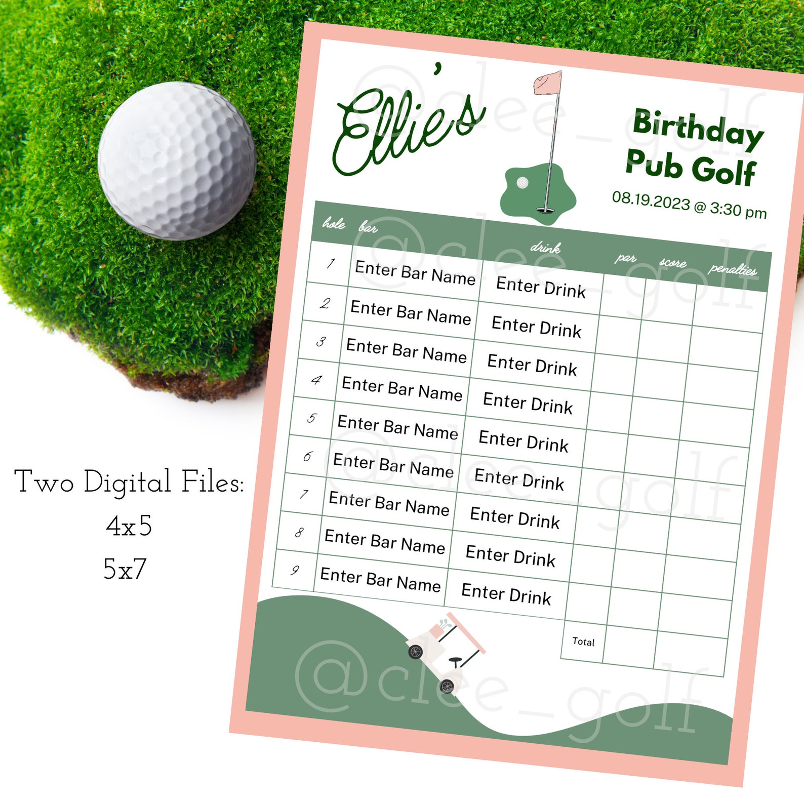 Birthday Pub Golf Scorecard Template, Editable Party Game (digital) - Etsy