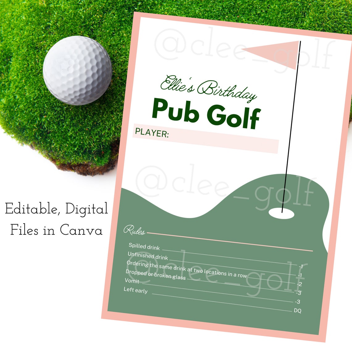 Birthday Pub Golf Scorecard Template, Editable Party Game (digital) - Etsy