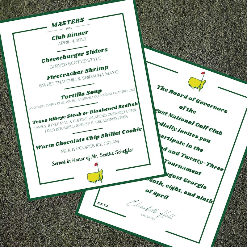 Masters Menu Template - Etsy