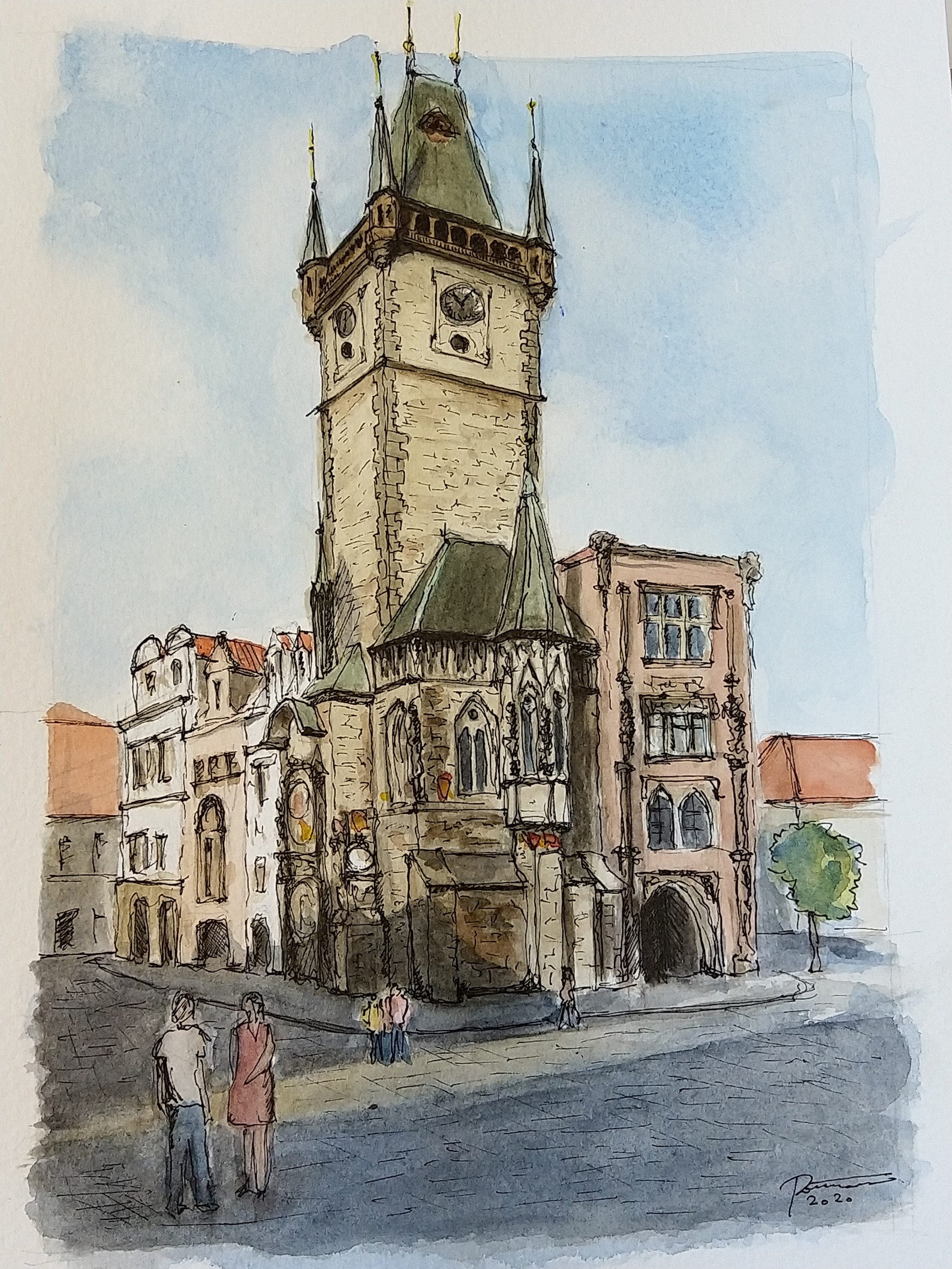 Custom 'pen & Colour' Sketch Style Painting - Etsy UK