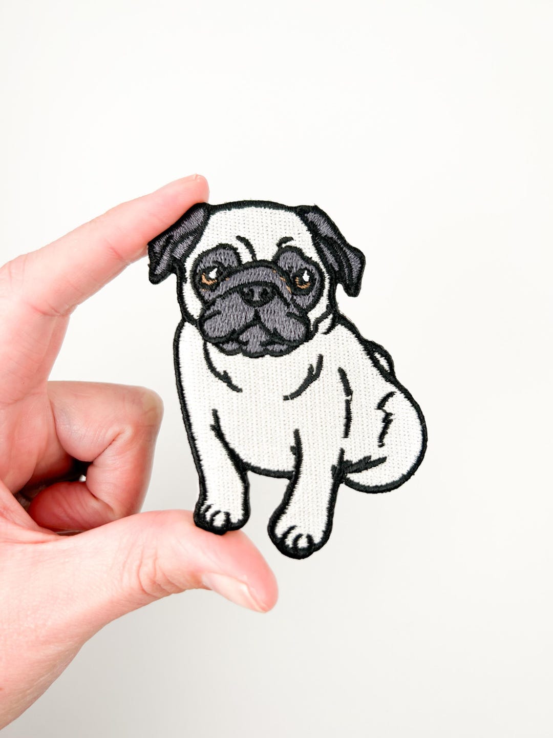 Pug Embroidered Iron-on Patch – White & Black – Cute Dog, Pet Lover ...