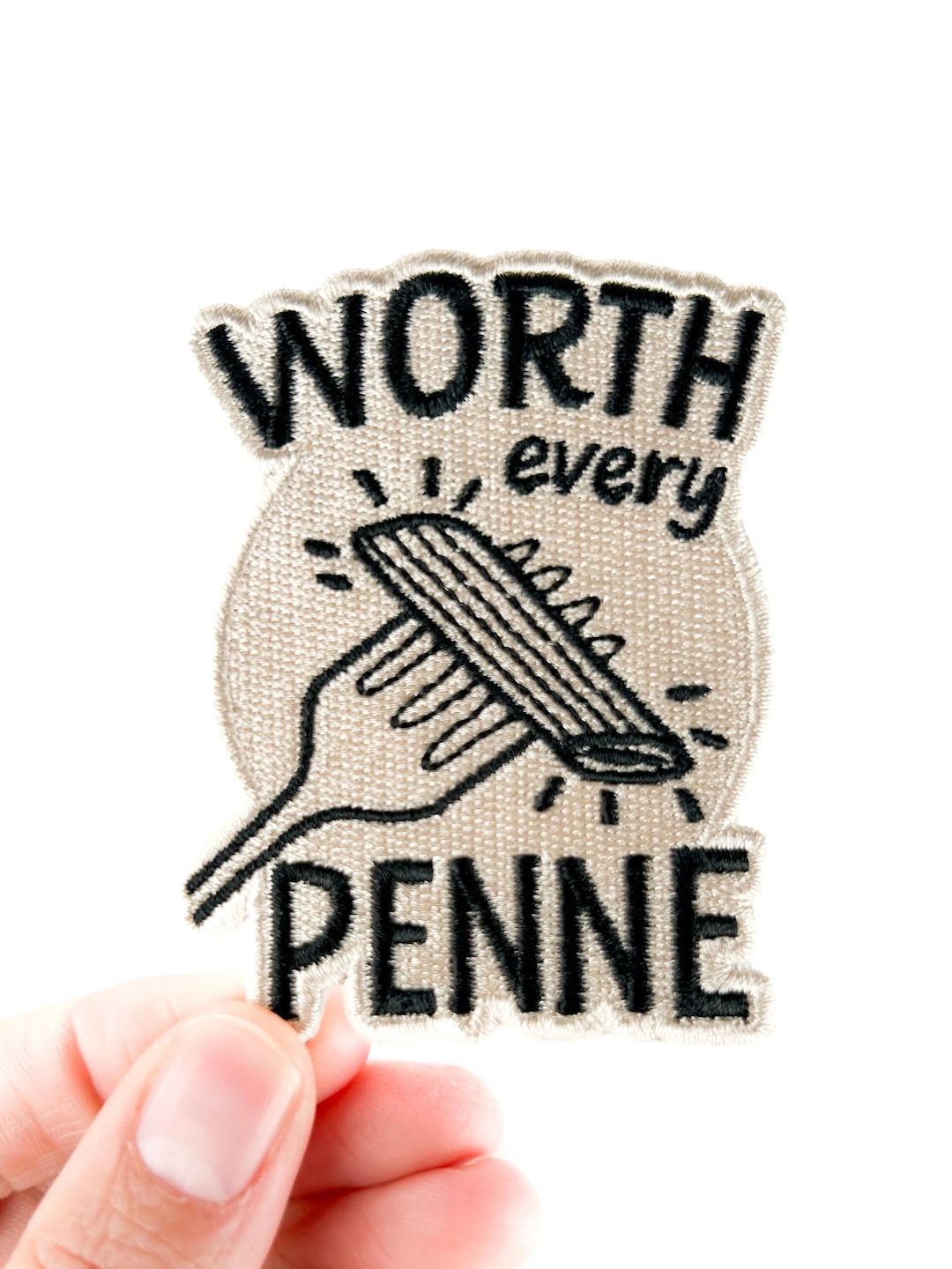 Worth Every Penne Embroidered Patch | Funny Pasta Iron on Patch for ...