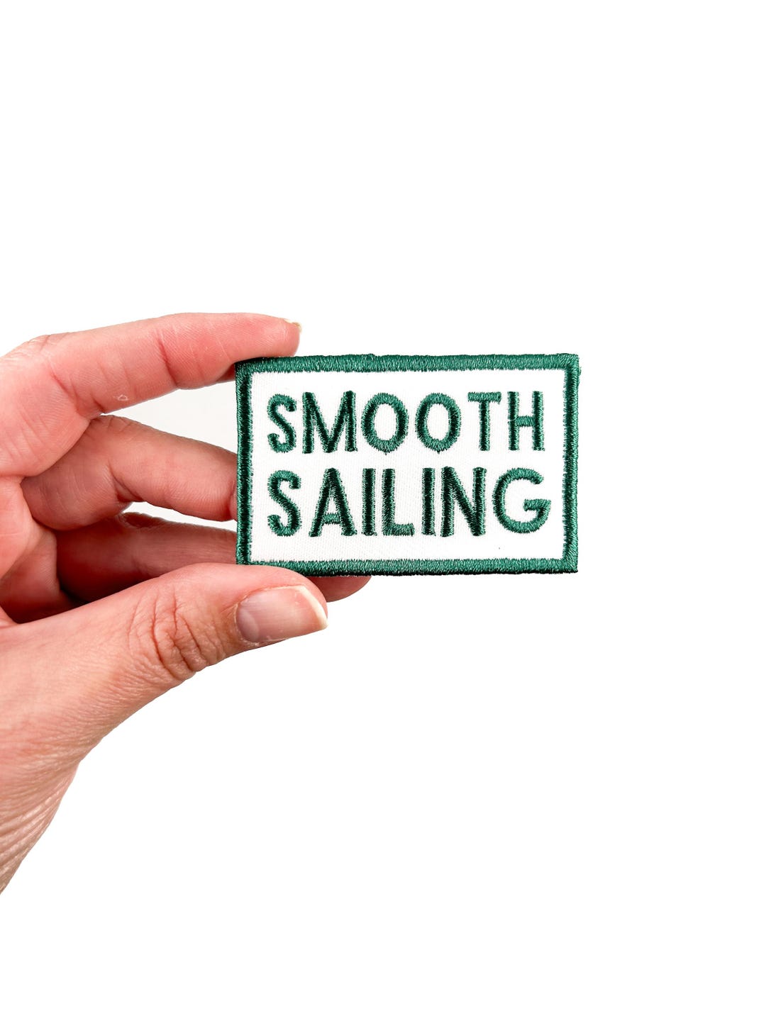 Green Smooth Sailing Embroidered Iron-on Patch, Nautical, Perfect for ...
