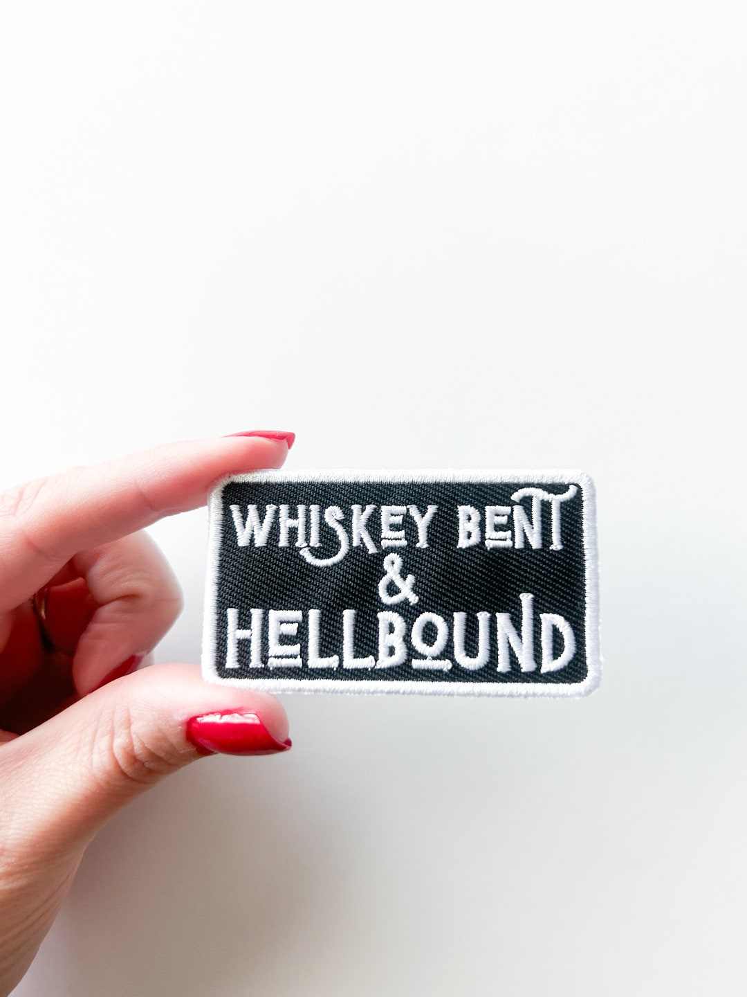 Whiskey Bent & Hell Bound Embroidered Iron-on Patch for Clothing, Hats and Bags Southern Outlaw ...
