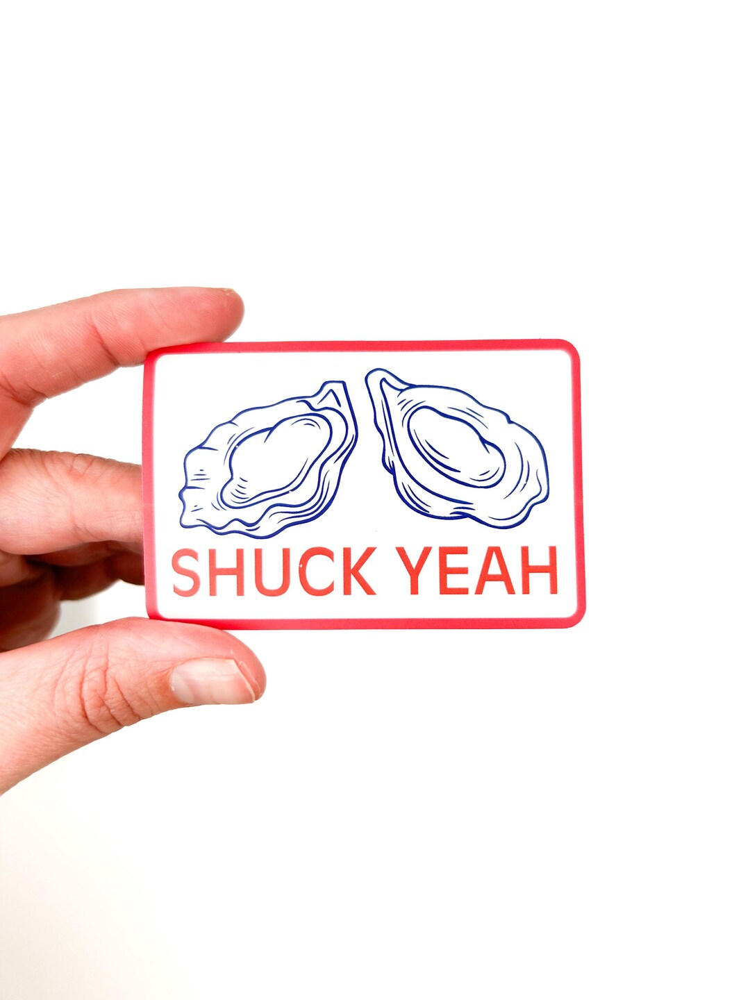 Shuck Yeah Sticker | Red, White & Blue Oyster Shell Decal | Funny ...