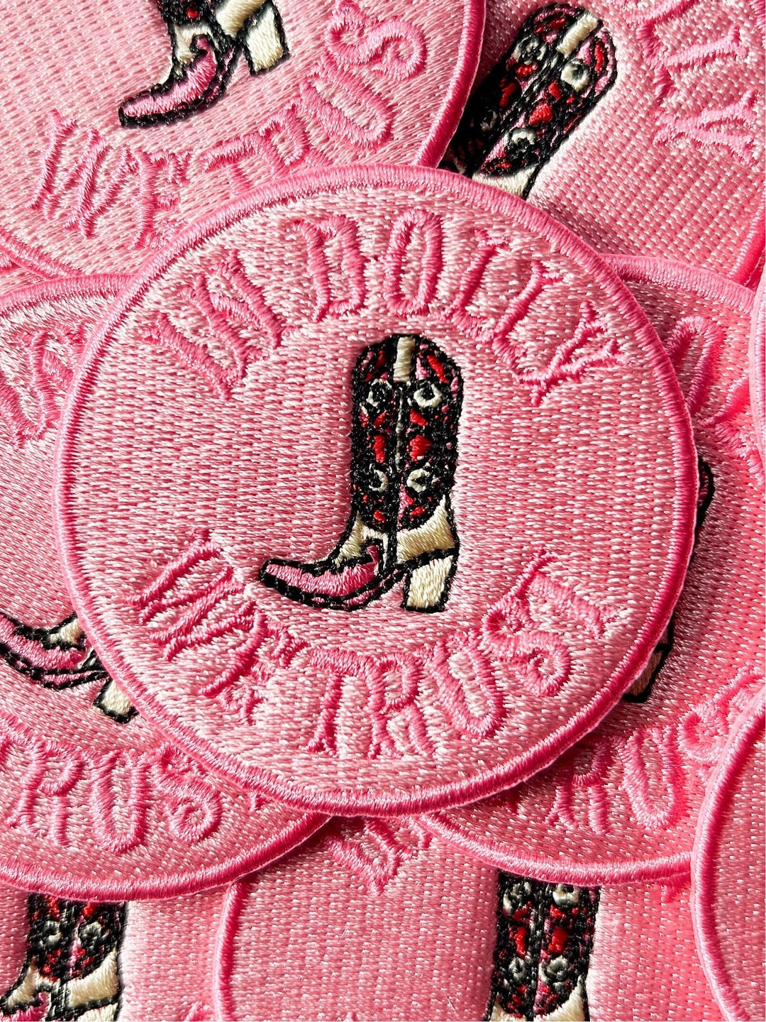 In Dolly We Trust Embroidered Iron-on Patch Cowgirl Boot - Nashville Country Charm for Hat ...
