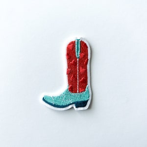 Cowgirl Boot Turquoise Patch Embroidered Iron-on Patch Southern Outlaw Country Charm, Cowboy ...