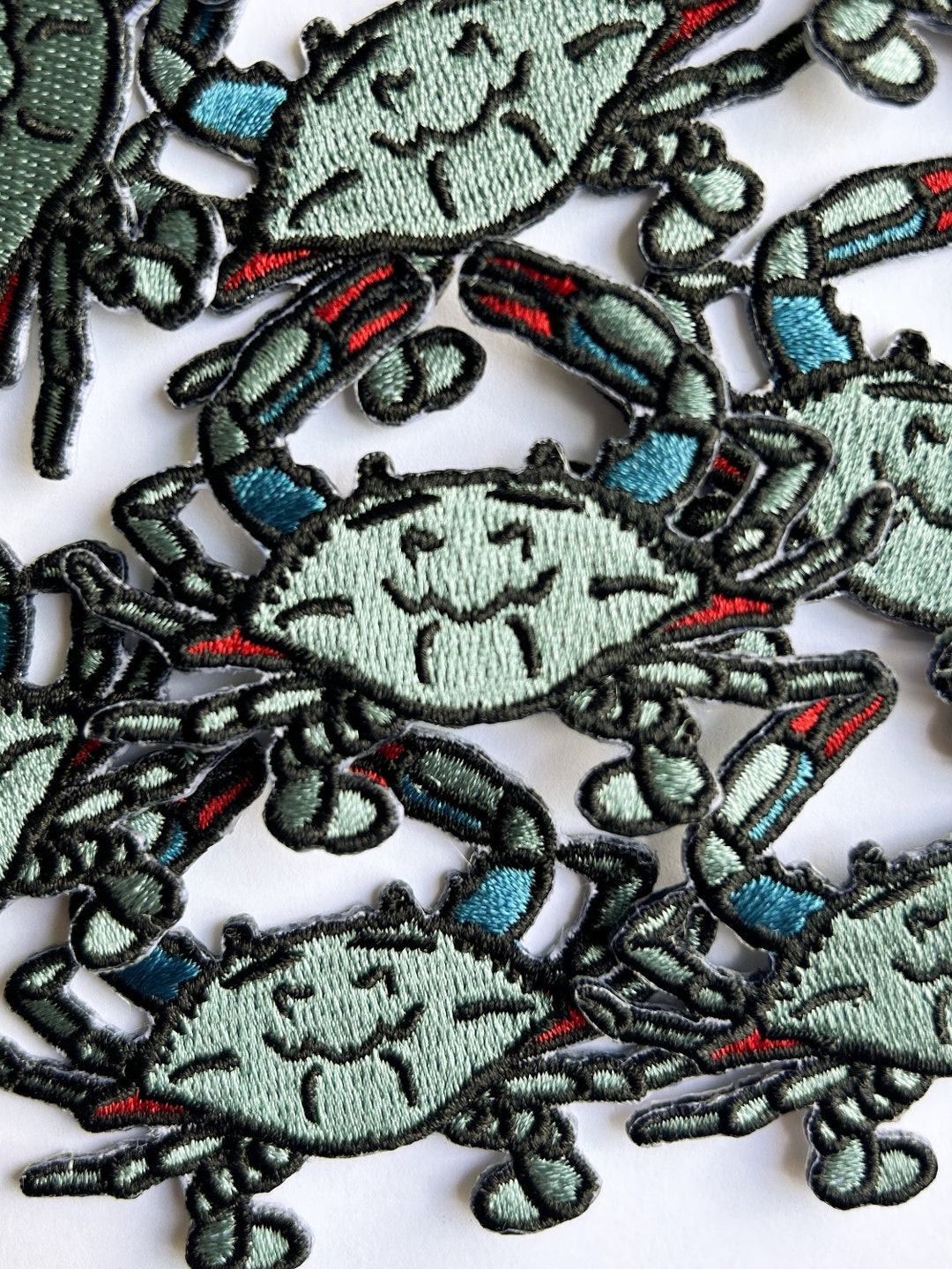 Embroidered Blue Crab Iron on Sew on Patch Hats, Clothing, Bags ...