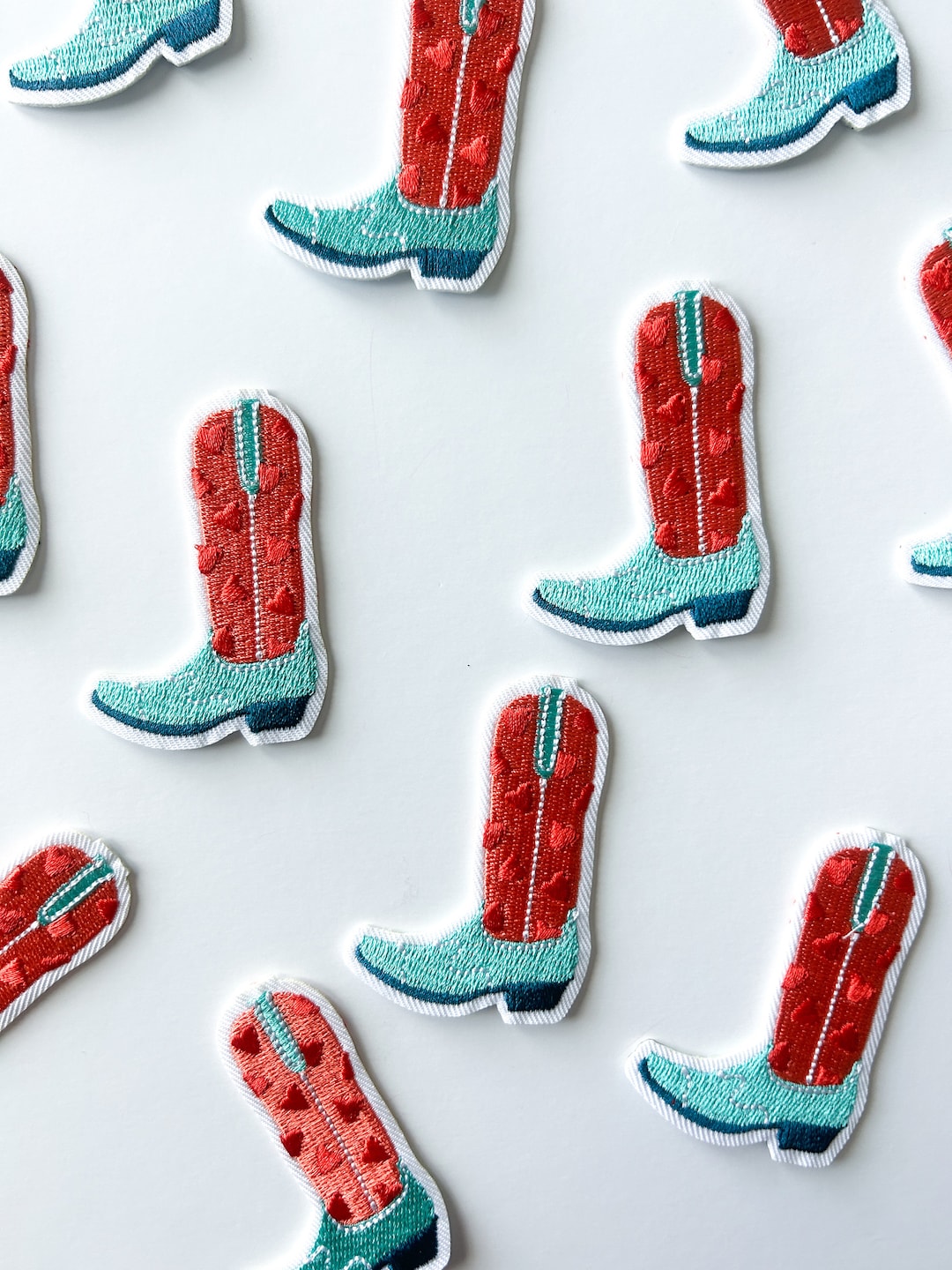 Cowgirl Boot Turquoise Patch Embroidered Iron-on Patch Southern Outlaw Country Charm, Cowboy ...