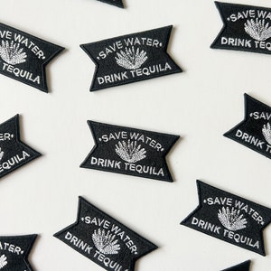 Save Water Drink Tequila Black and White Iron-on Patch Perfect for Jackets, Bags, Bar Lovers ...