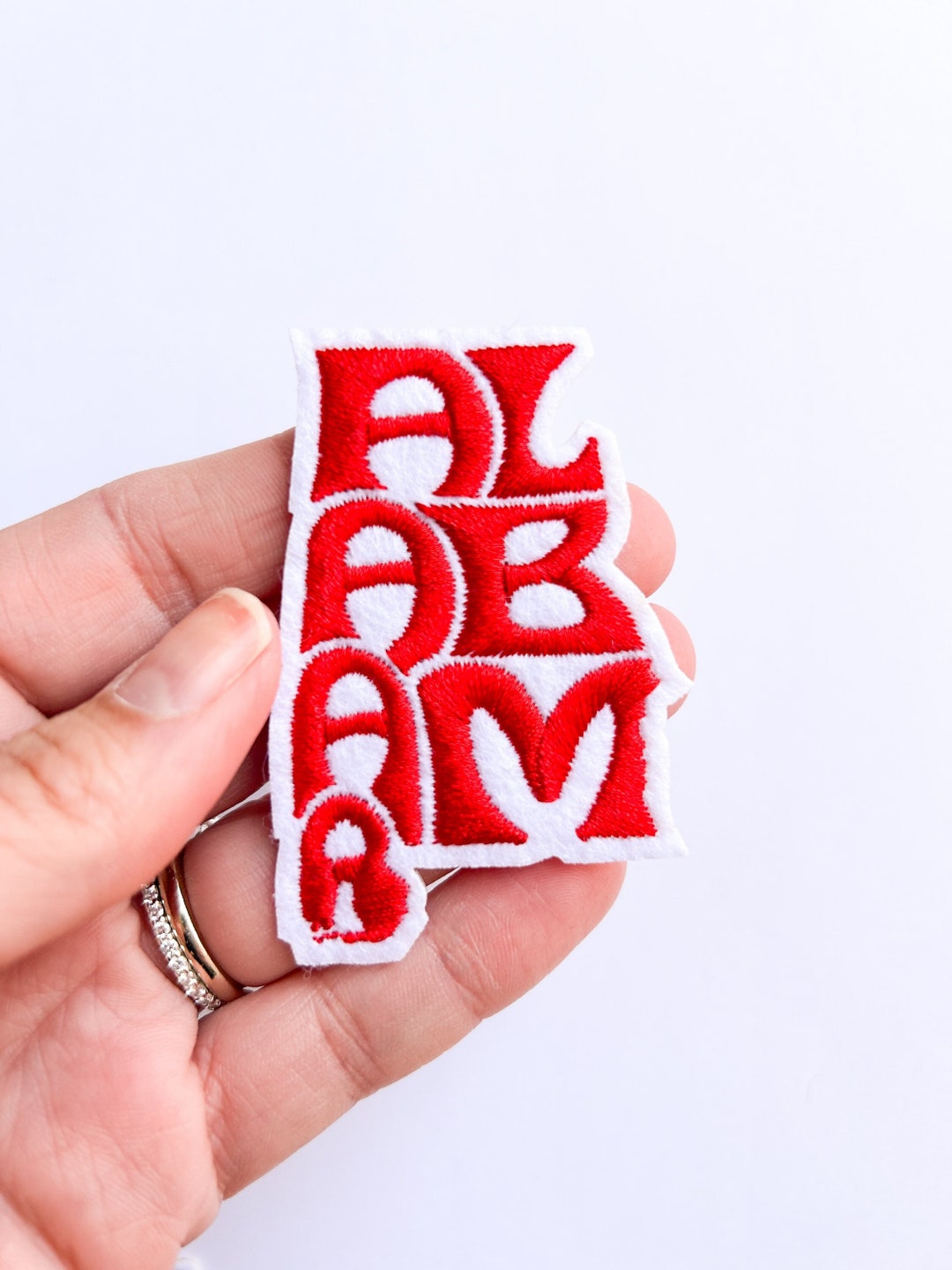 State of Alabama Outline Embroidered Iron on Patch for Hats, Clothing ...