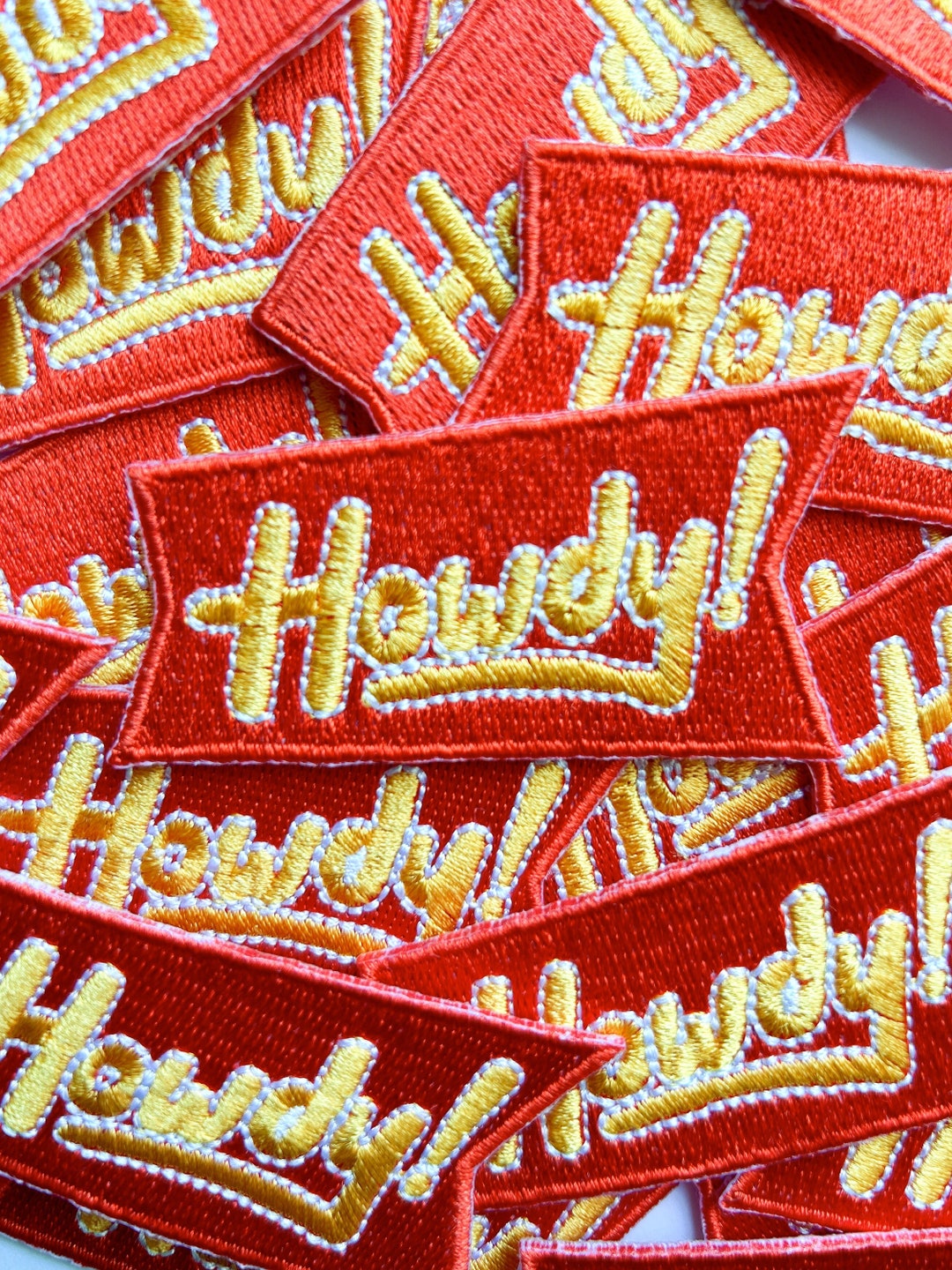 Embroidered Howdy Iron on Sew on Patch | Hats, Clothing and Bags ...