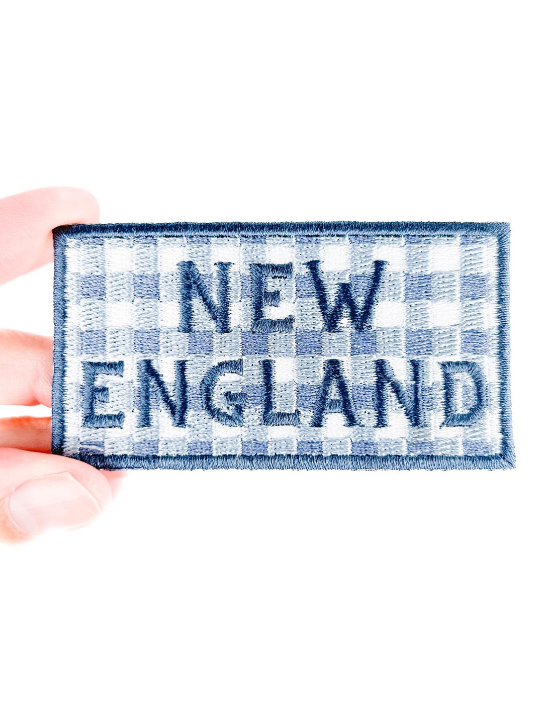New England Patch – Blue Gingham Embroidered Iron-on – Preppy Coastal ...