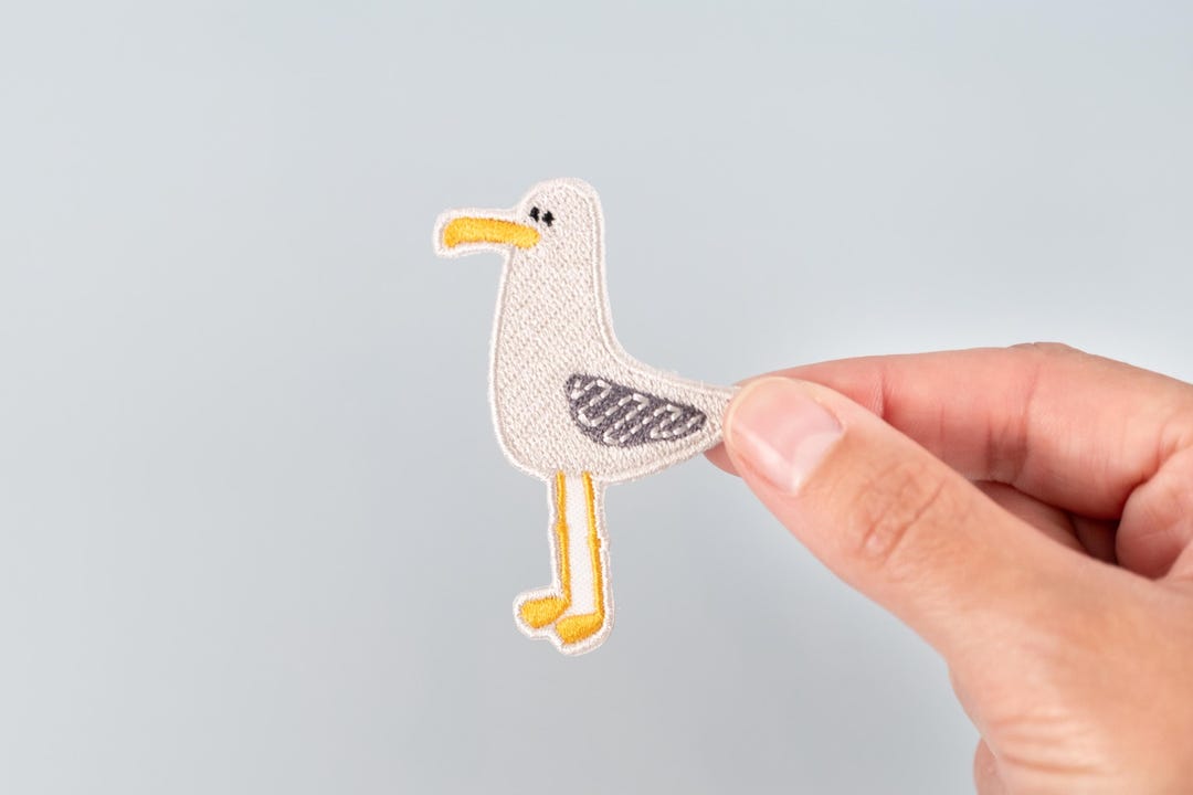 Seagull Embroidered Iron-on Patch – Coastal Bird Design for Jackets ...