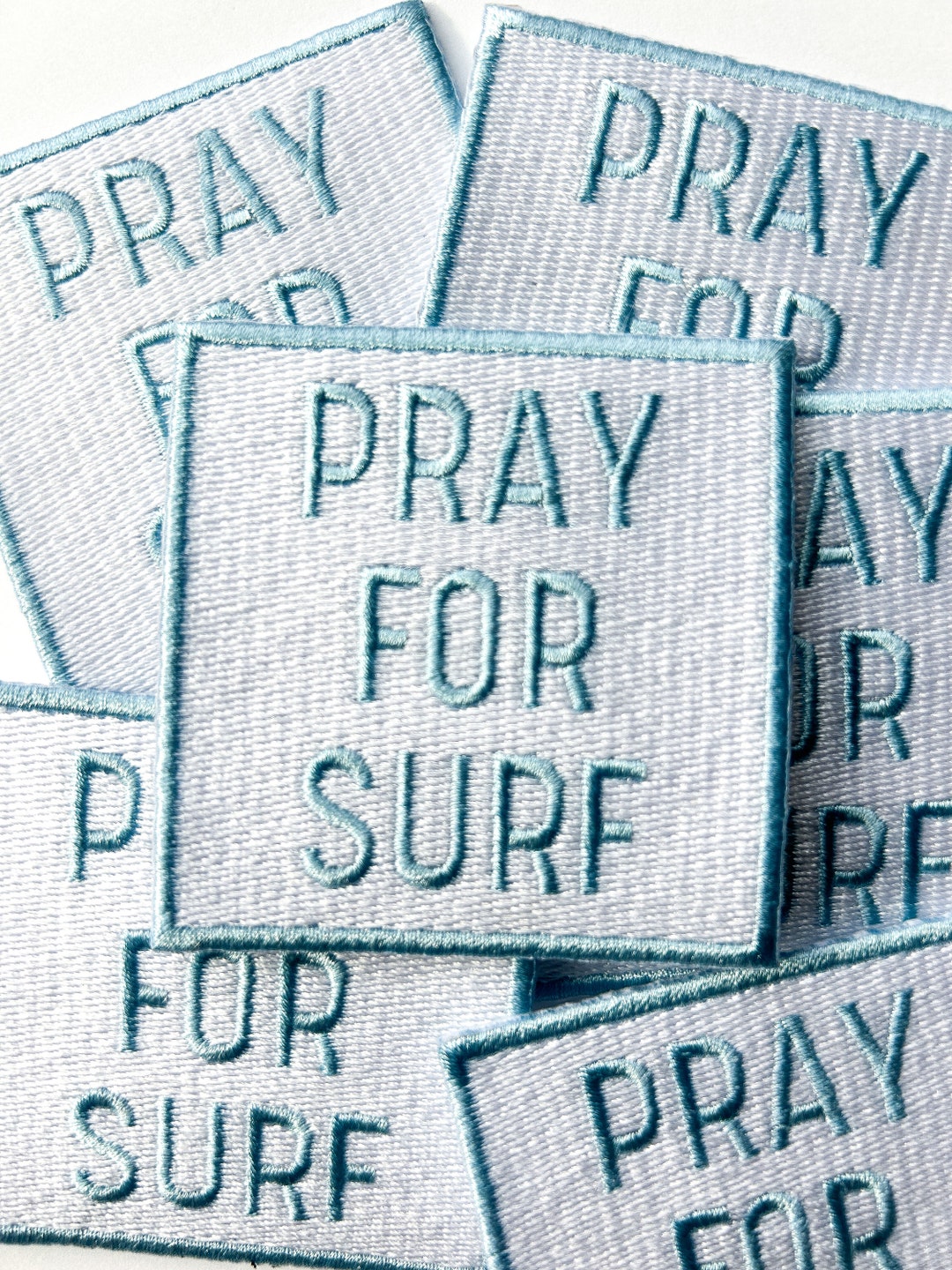 Pray for Surf Iron on Embroidered Patch for Hat, Clothing, Bag Blue ...