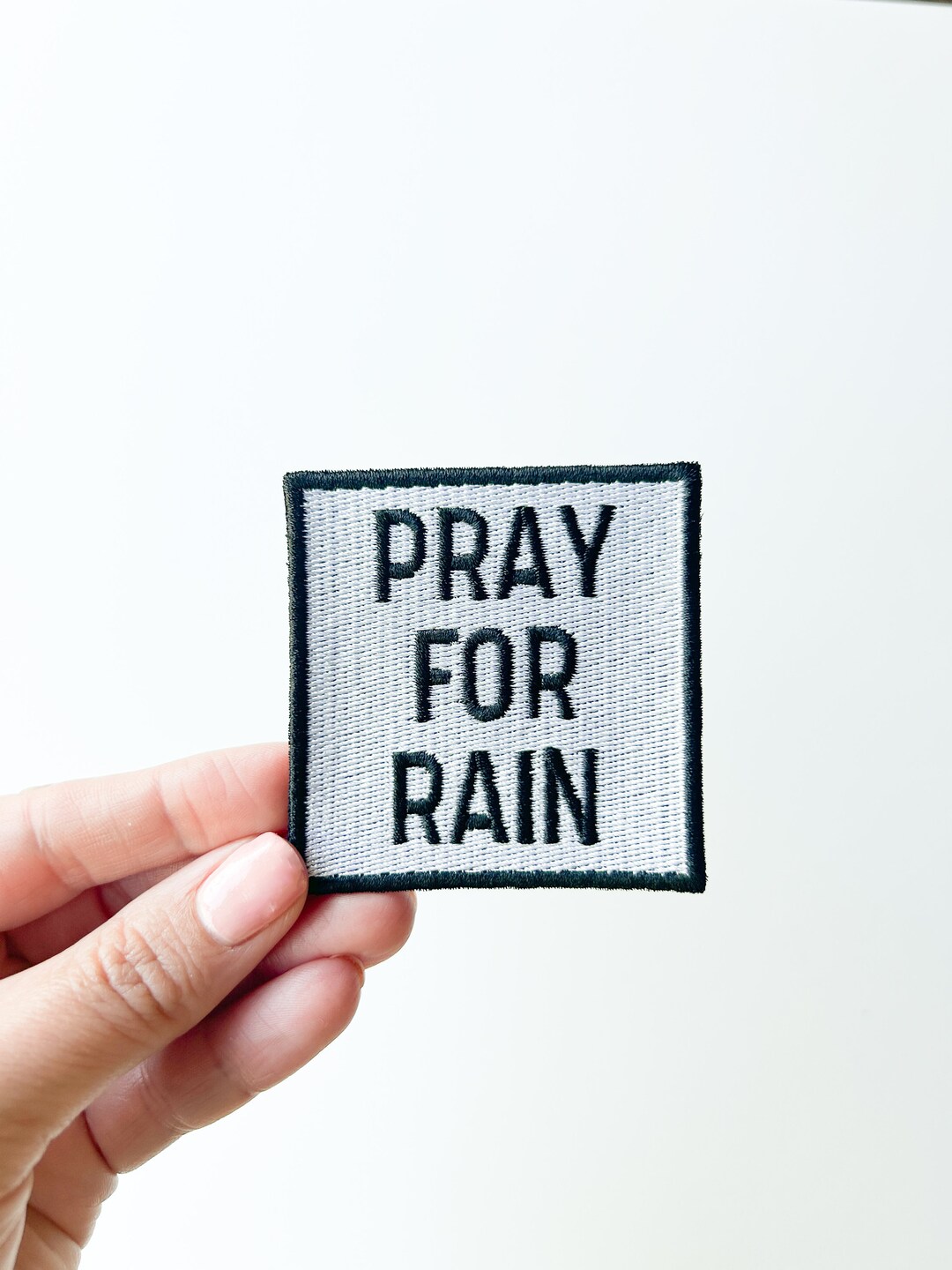 Pray for Rain Embroidered Iron on Patch for Hats, Clothing, Bags ...