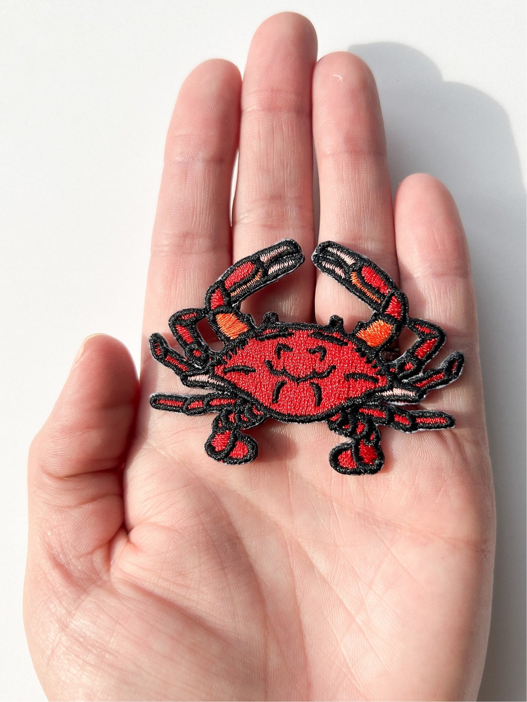 Red Crab Embroidered Iron on Patch Iron on Patch Embroidered Patch Hat ...