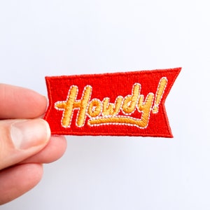 Embroidered Howdy Iron on Sew on Patch | Hats, Clothing and Bags | County Cowboy Texas Boots ...