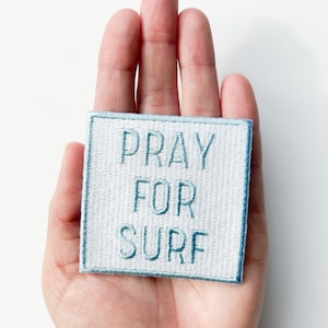 Pray for Surf Embroidered Iron on Patch for Hats, Clothing, Bags ...