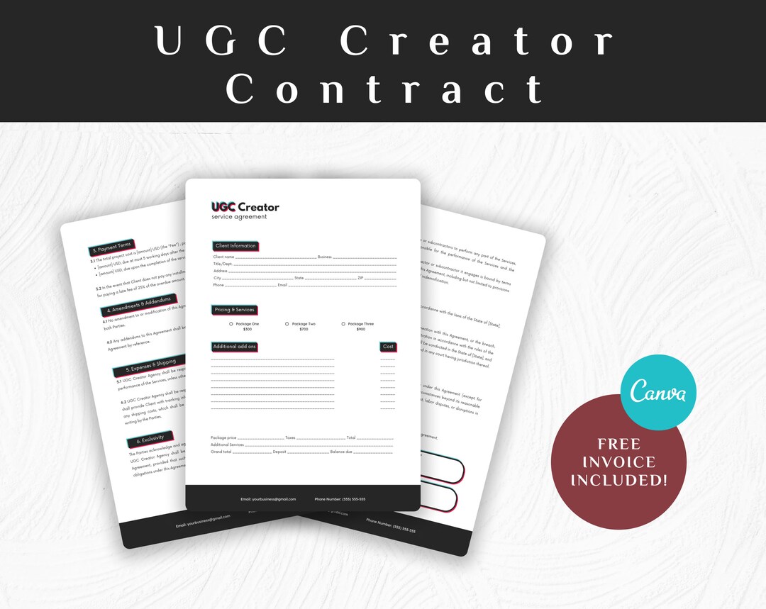 UGC Creator Contract Template UGC Template UGC Contract - Etsy