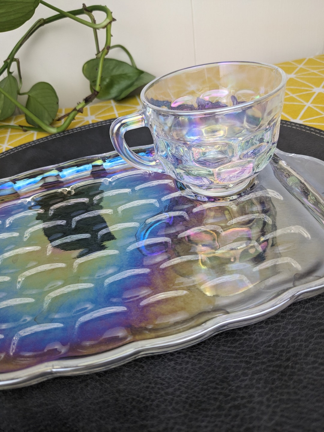 Vintage Federal Glass Company Colonial Iridescent 2 Piece Snack Plate ...