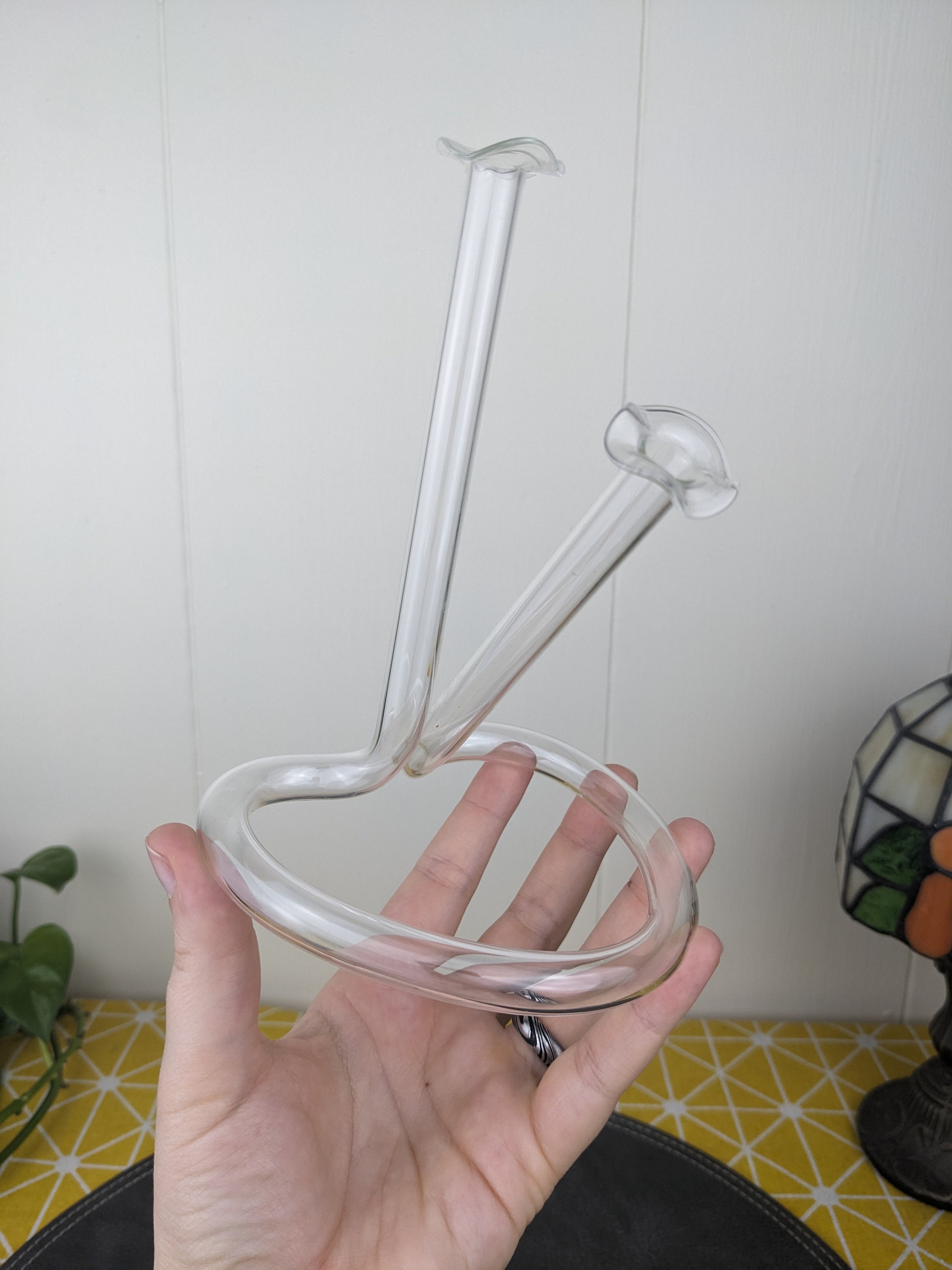 Vintage Glass Ruffled Fluted Double Tube Bud Vase Heart Shaped - Etsy