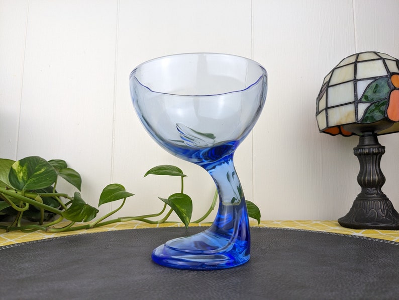 Single Vintage Bormioli Rocco Jerba Sapphire Blue Curve Stemmed Dessert ...