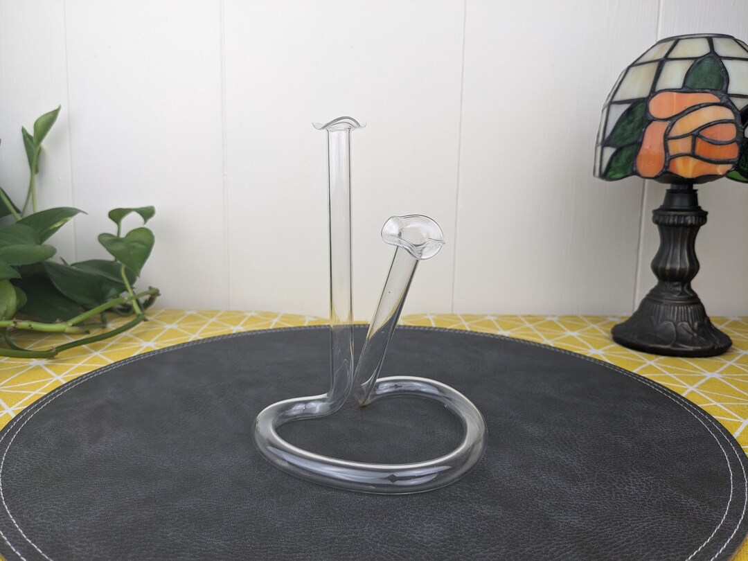 Vintage Glass Ruffled Fluted Double Tube Bud Vase Heart Shaped - Etsy