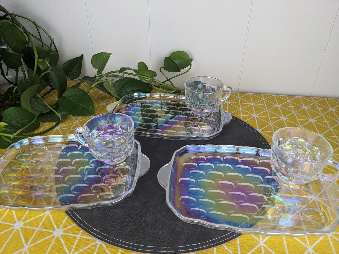 Vintage Federal Glass Company Colonial Iridescent 2 Piece - Etsy