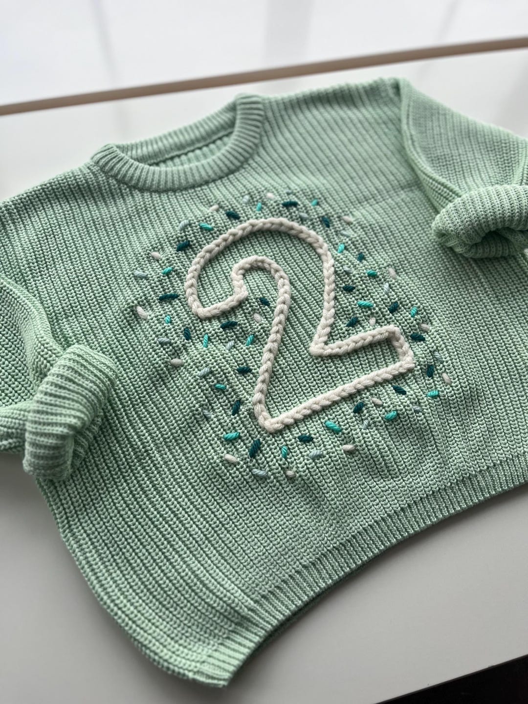 Personalised Hand Embroidered Birthday Confetti Number Sweater First ...