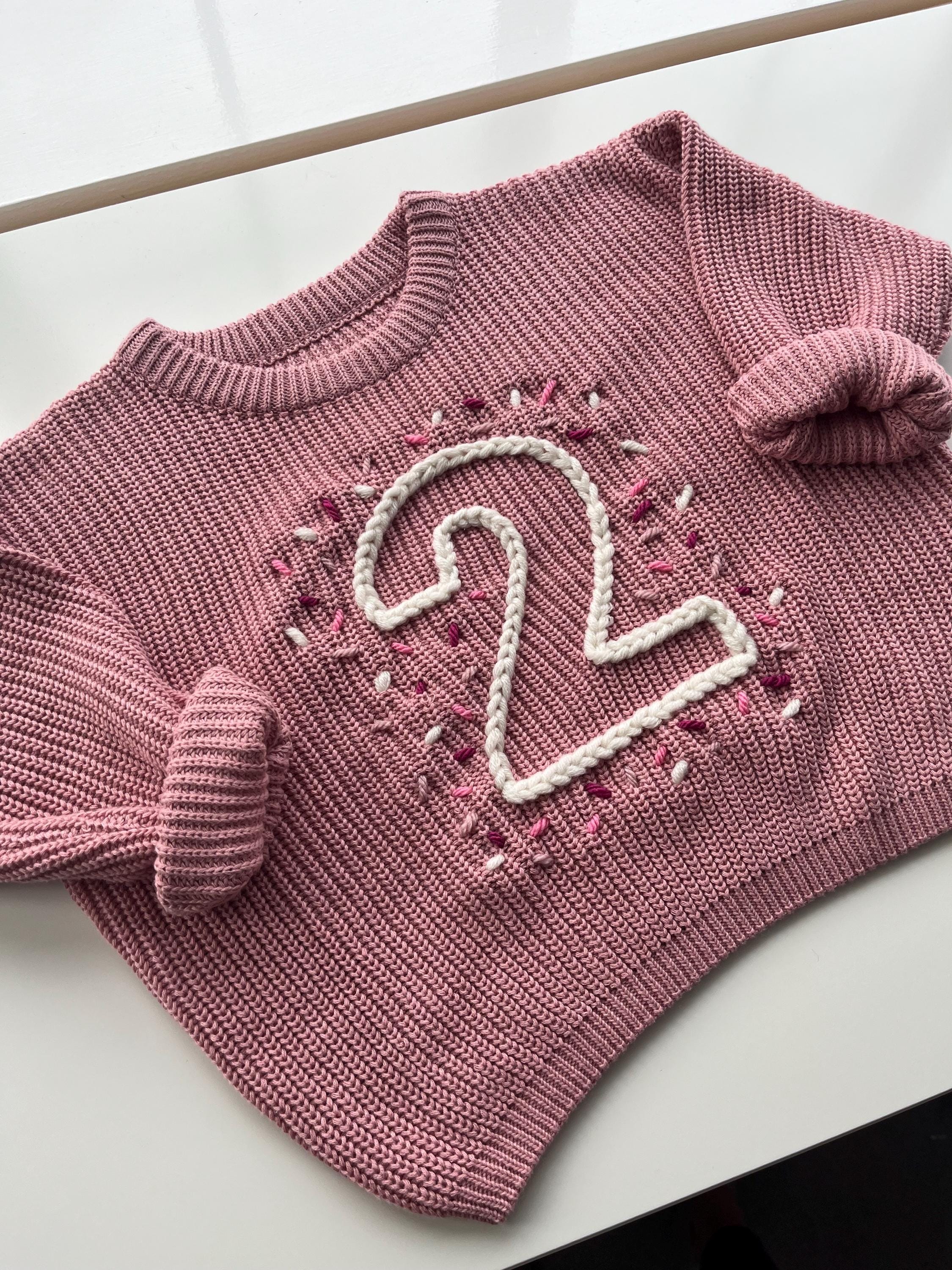 Personalised Hand Embroidered Birthday Confetti Number Sweater First ...