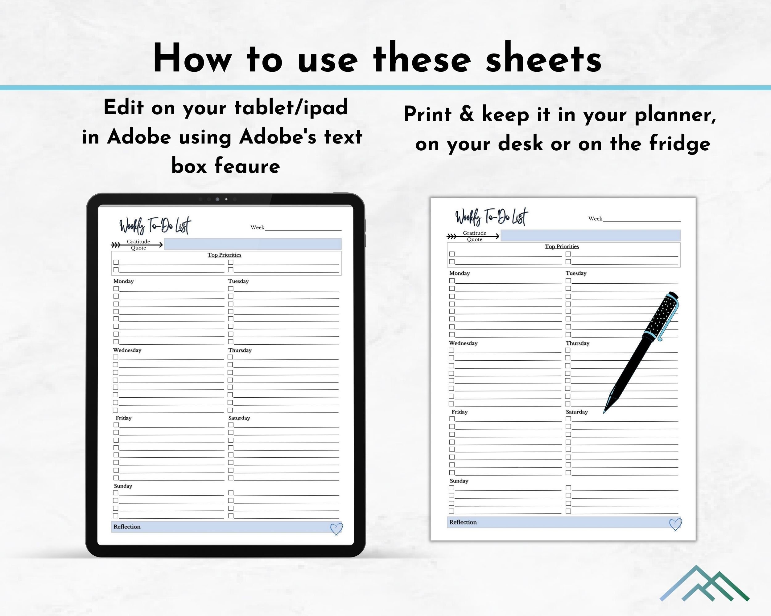 Printable to Do List, Daily & Weekly To-do PDF Pages, Plan and ...