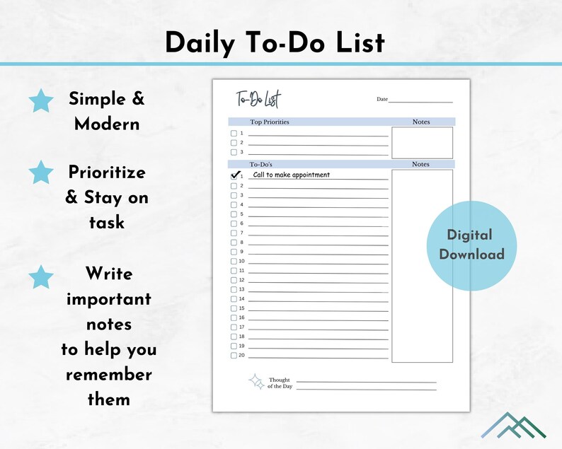 Printable to Do List, Daily & Weekly To-do PDF Pages, Plan and ...