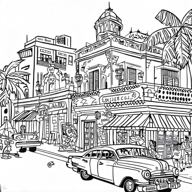 5 Miami Florida Theme Coloring Pages - Etsy