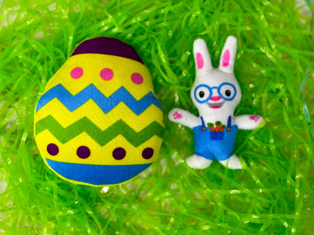 Easter Holiday Cat Toy Easter Egg and Bunny Catnip Cat Toy 2 Piece Set ...