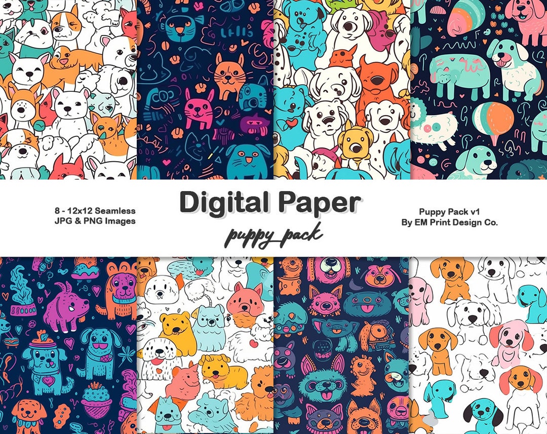 Puppy Seamless Digital Paper Pack V1 - Etsy