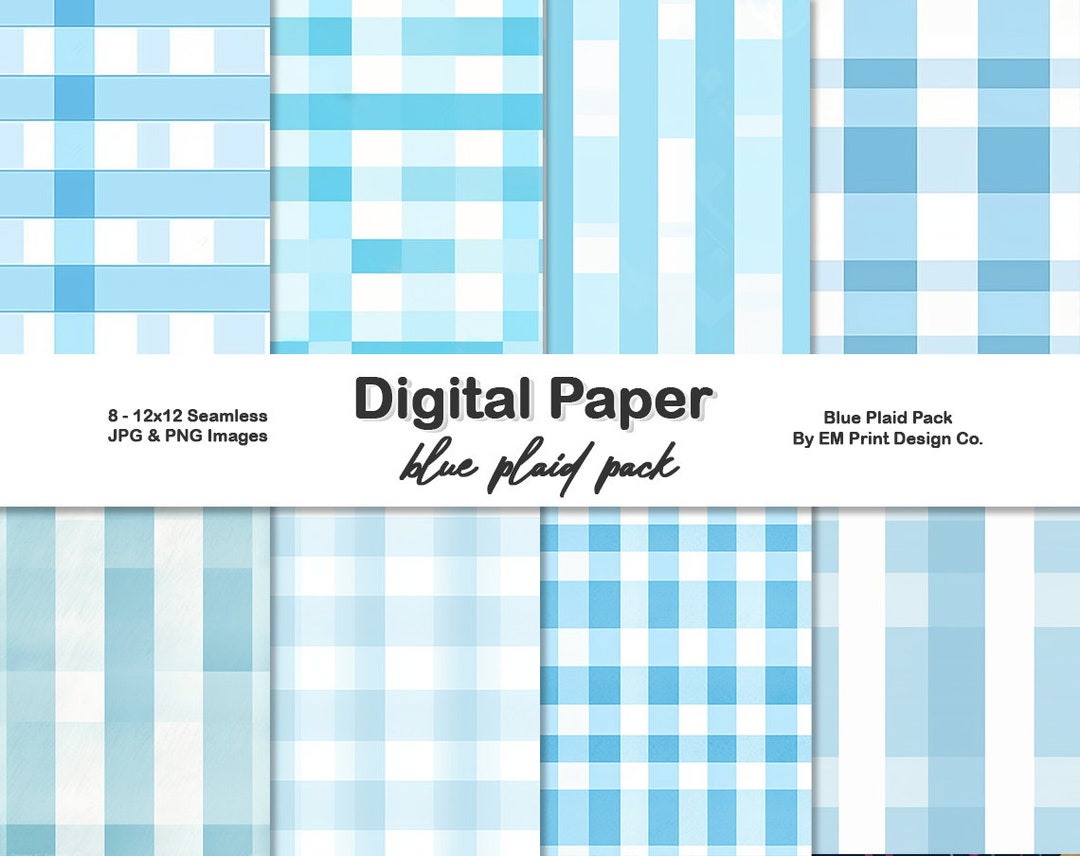 Blue Plaid Seamless Digital Paper Pack - Etsy