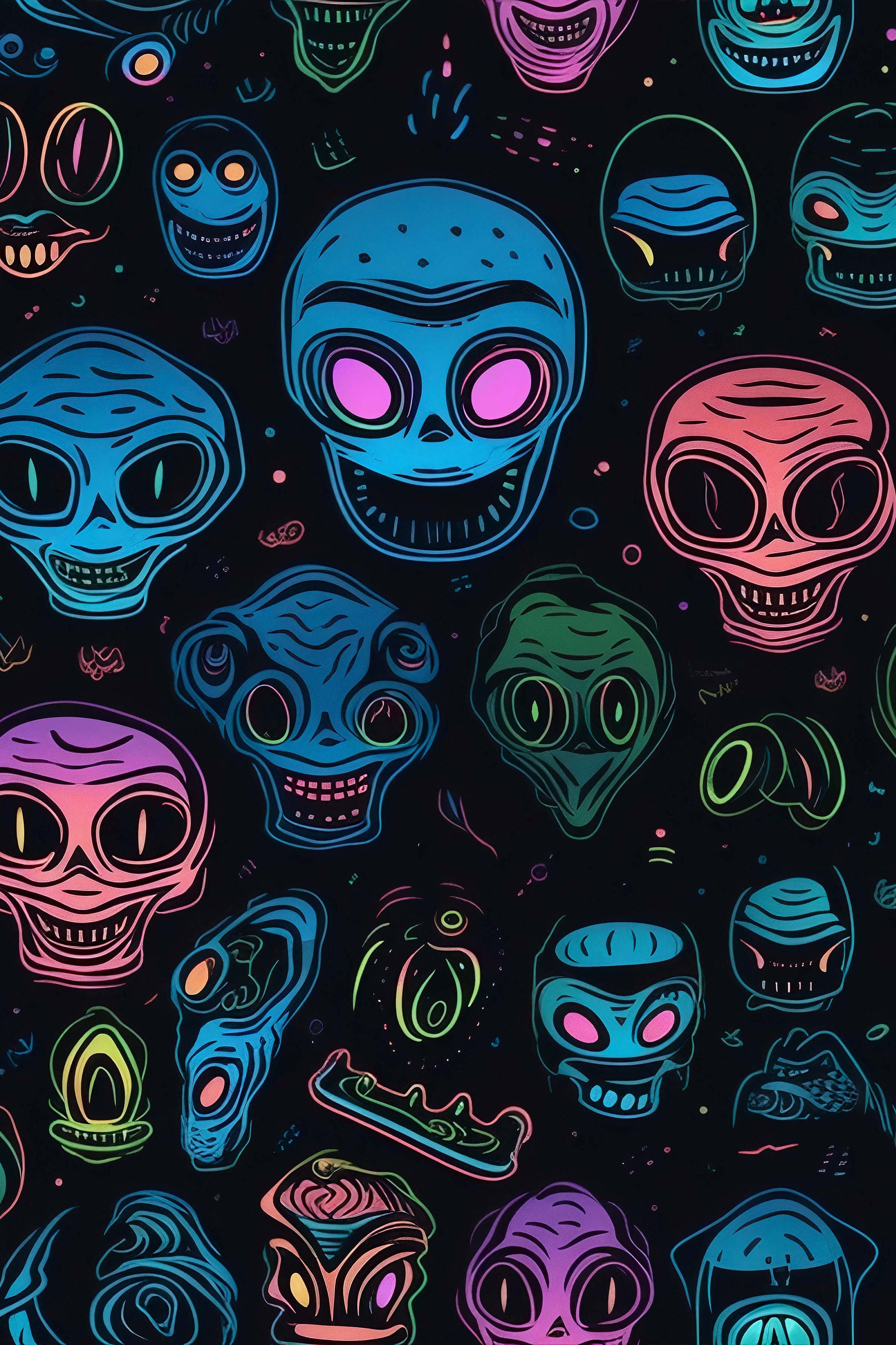 Neon Alien Seamless Digital Paper Pack V2 - Etsy