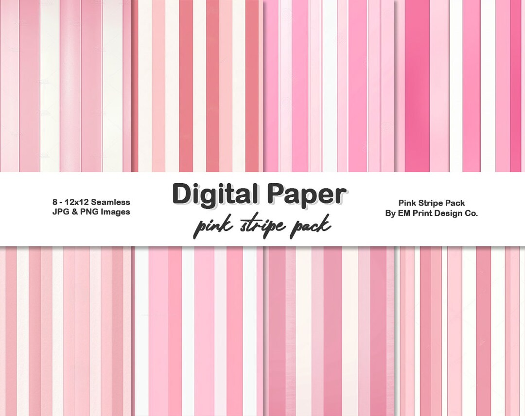 Pink Stripe Seamless Digital Paper Pack - Etsy