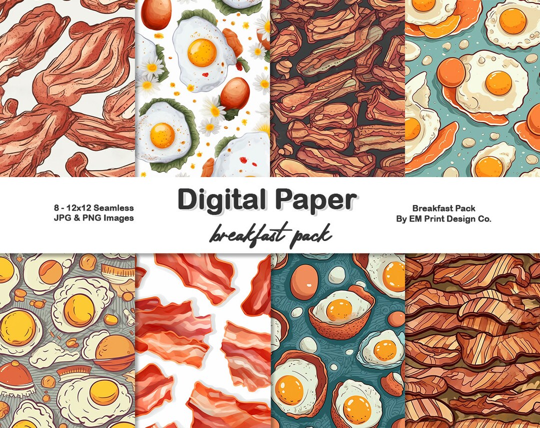 Breakfast Seamless Digital Paper Pack - Etsy