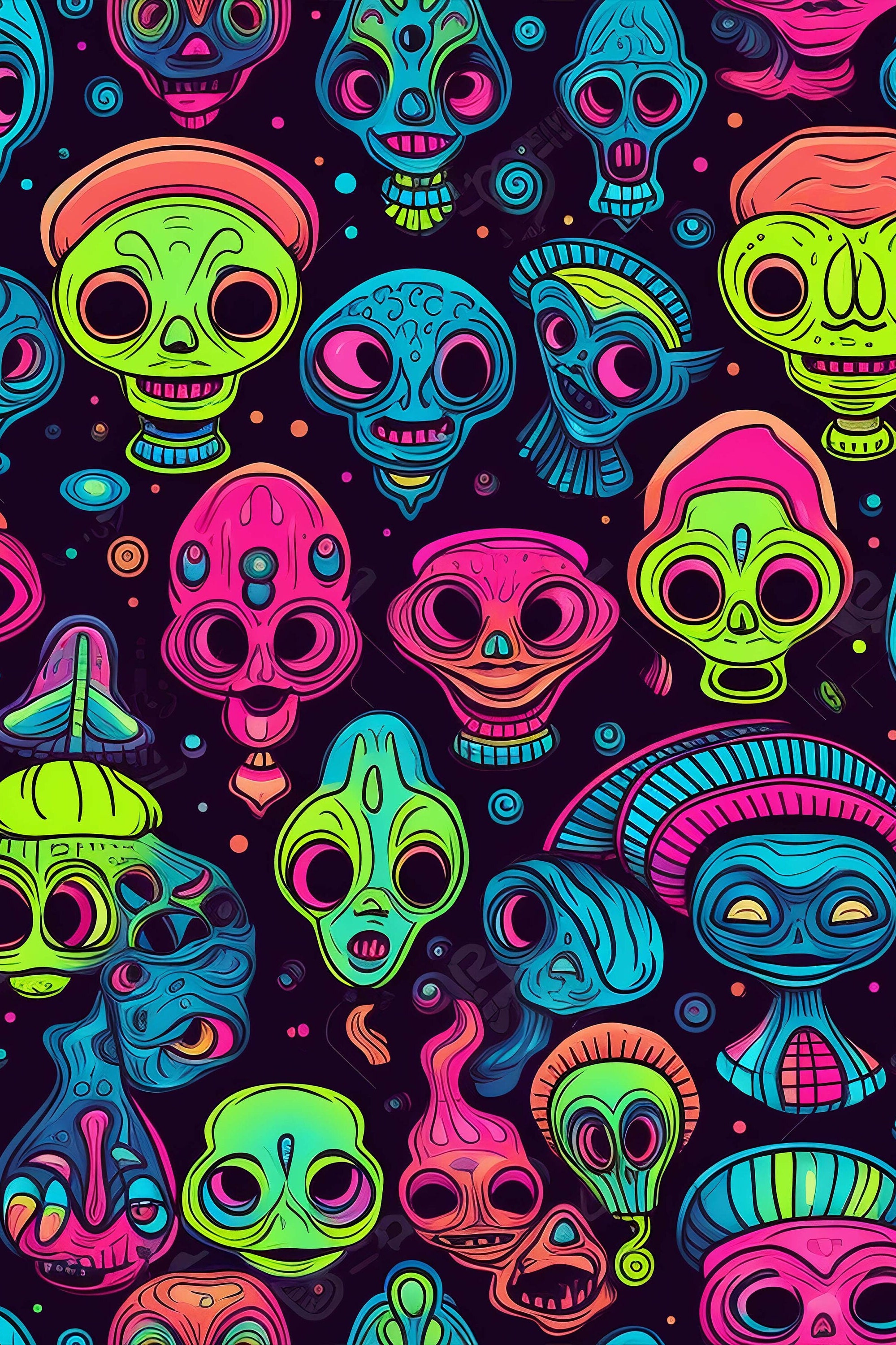 Neon Alien Seamless Digital Paper Pack V2 - Etsy