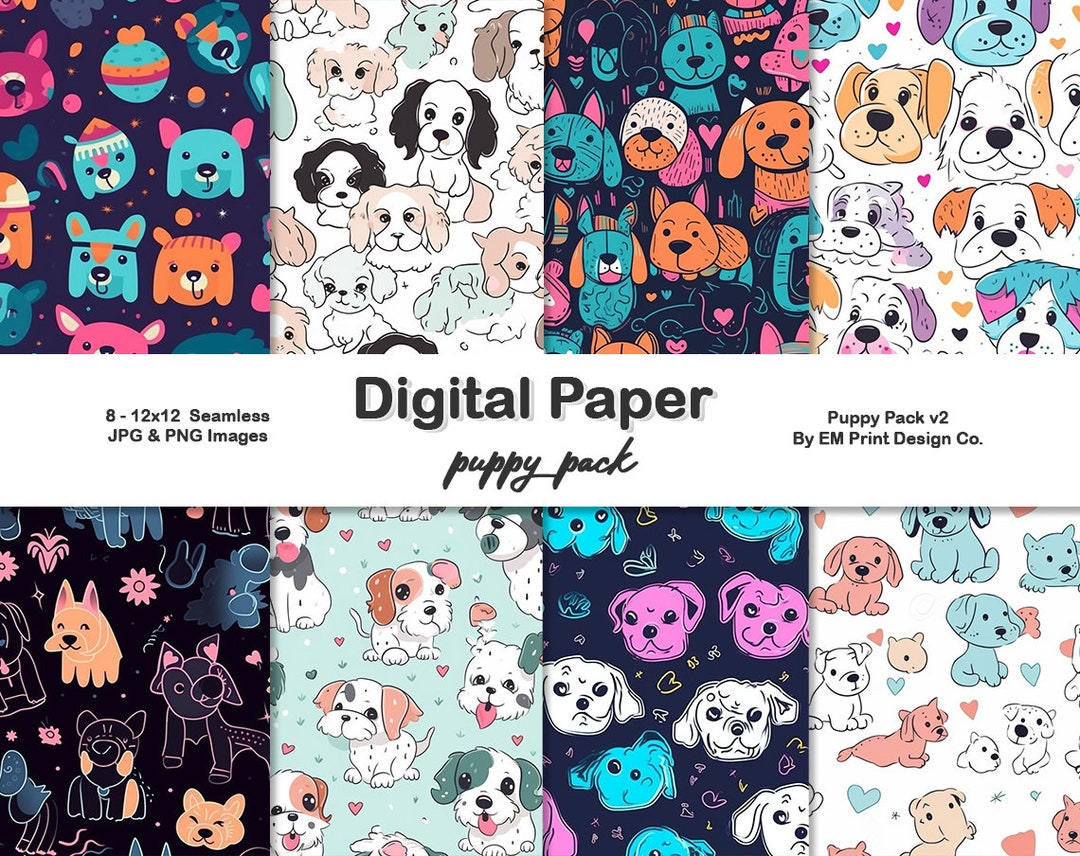 Puppy Seamless Digital Paper Pack V2 - Etsy