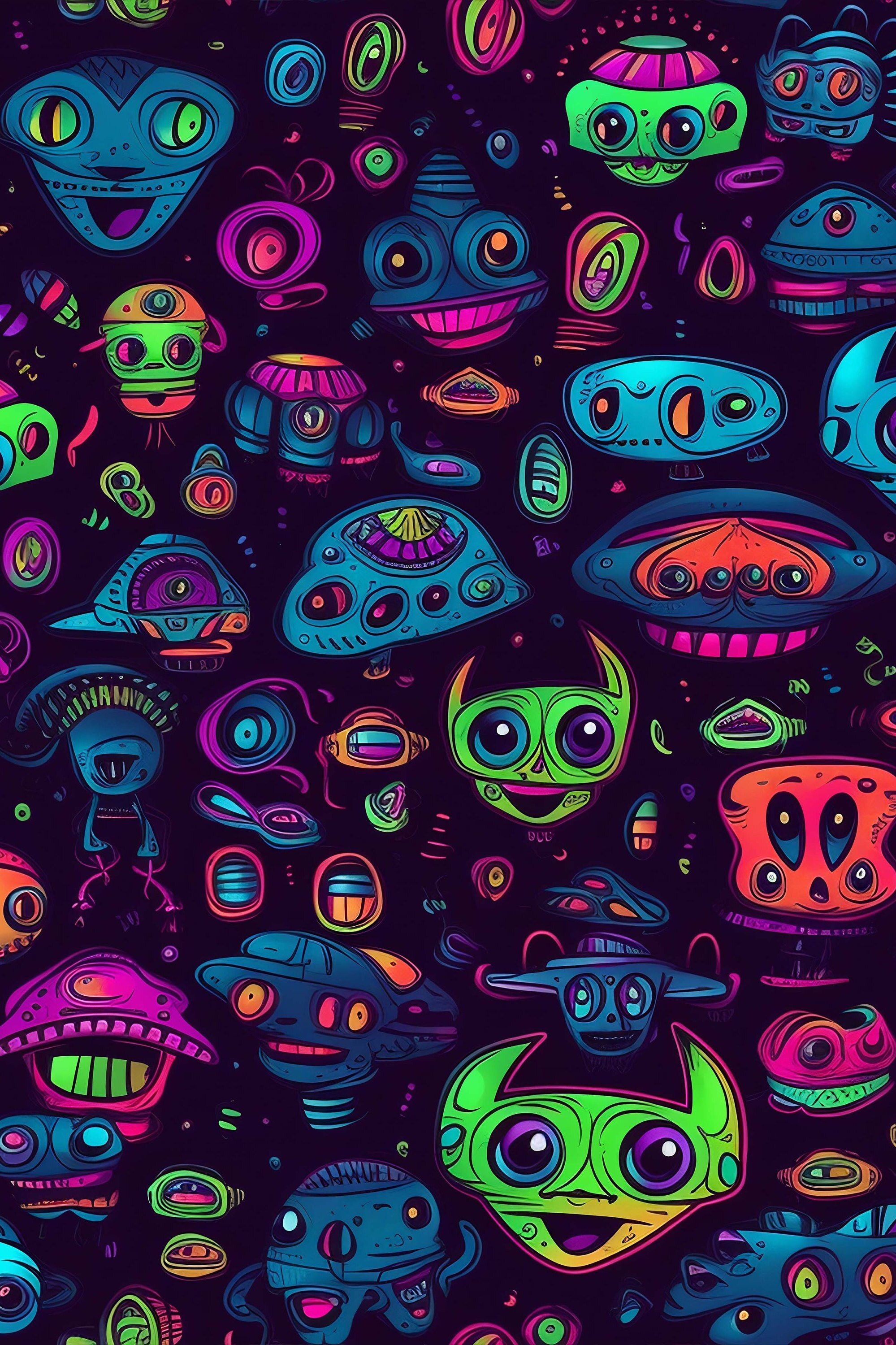 Neon Alien Seamless Digital Paper Pack V1 - Etsy