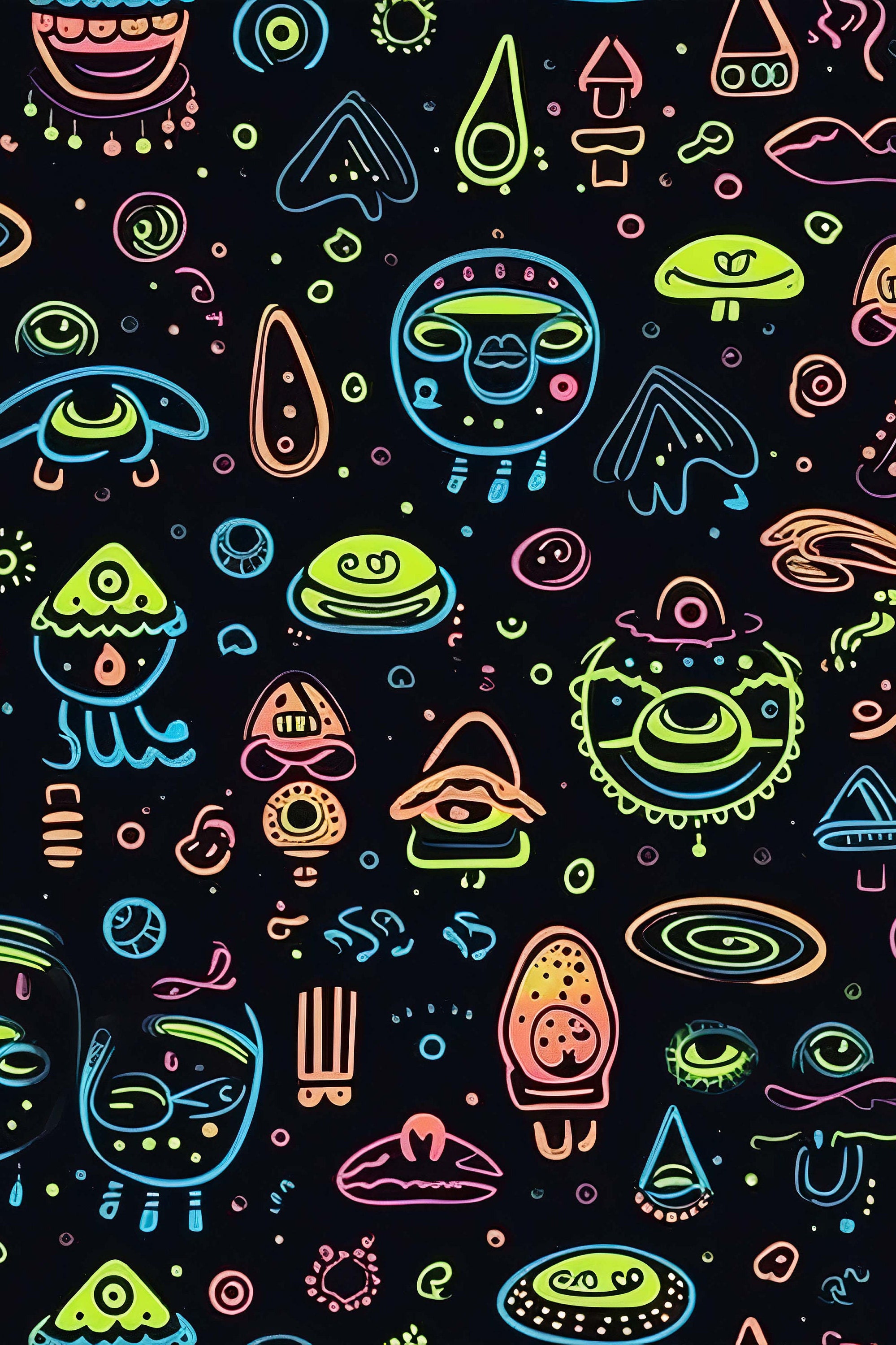 Neon Alien Seamless Digital Paper Pack V1 - Etsy