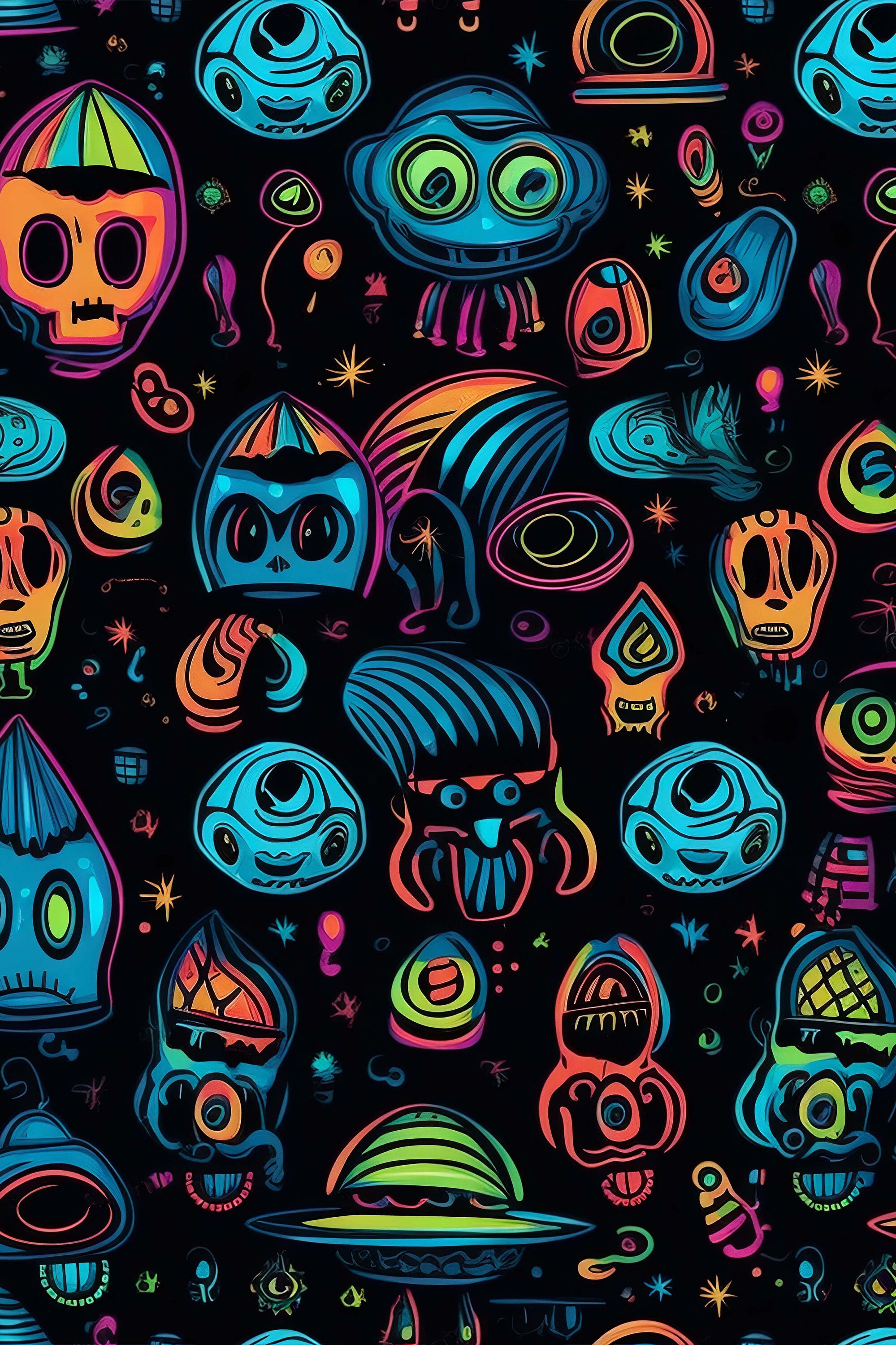 Neon Alien Seamless Digital Paper Pack V1 - Etsy